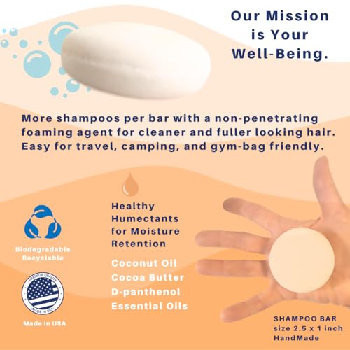Spiraleaf Shampoo & Shave Bar, Sweet Orange & Lemongrass Essential Oils, Limited Ingredients, Concentrated Formula, USA Made (Orange Zest)