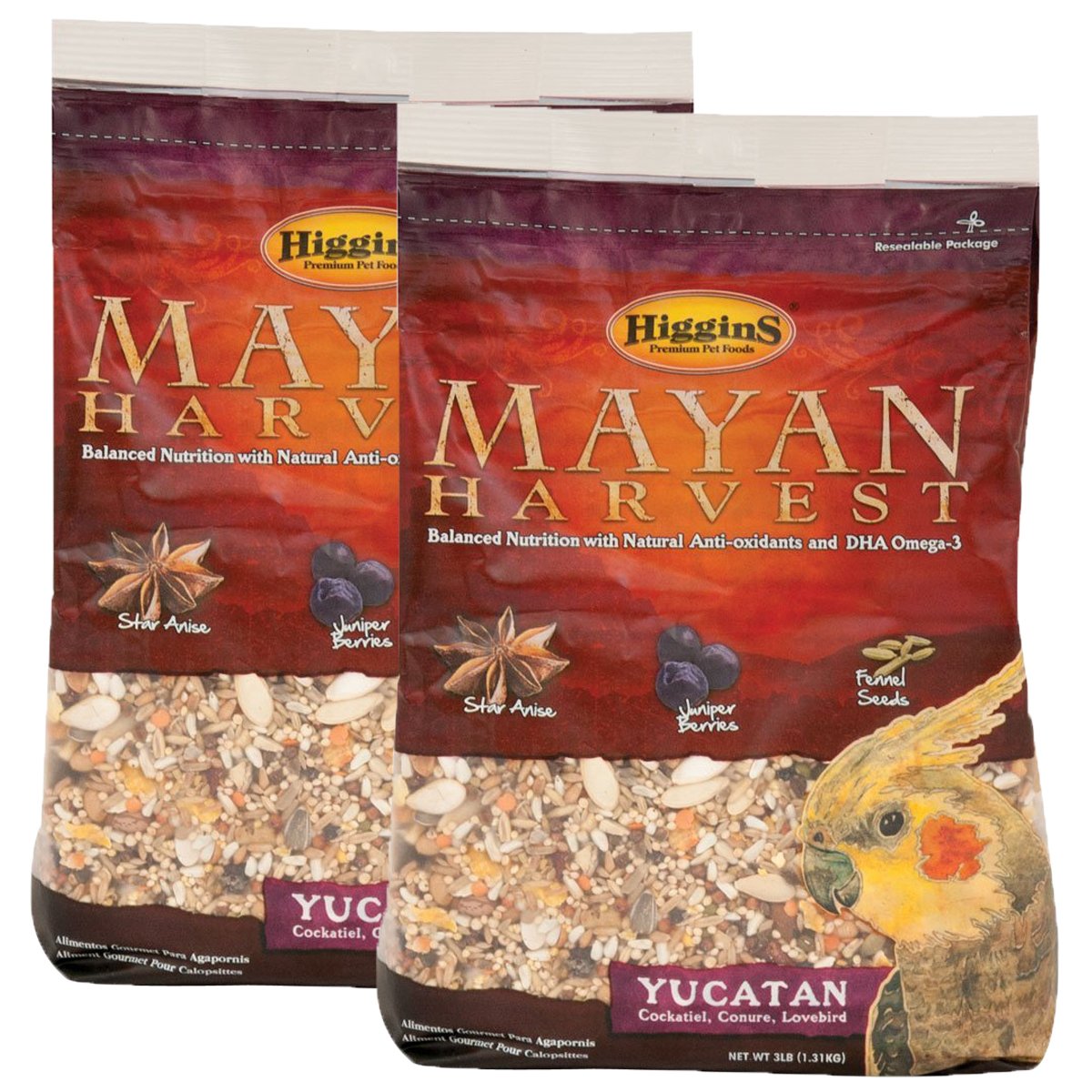 Higgins Mayan Harvest Yucatan Food Mix for Cockatiels, Lovebirds & Conures, 6 lbs.