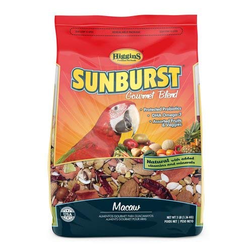 Higgins SUNBURST GOURMET BLEND Macaw Parrot Bird Food, 3 lb. Bag. Fast Delivery!!! Large Parrot Food