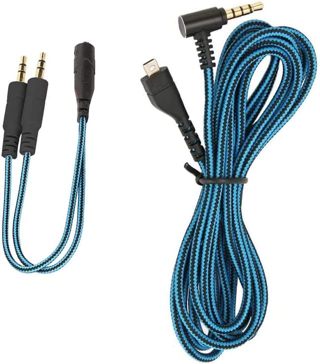 Arctic 7 Audio Cable, Nylon Braided Replacement Cable Extension Cord Compatible with SteelSeries Arctis 3, Arctis 5, Arctis Pro Wireless, Arctis Pro Gaming Headsets with 3.5mm Headphone Splitter