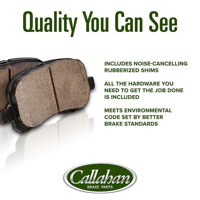 Callahan Front Drilled Slotted Brake Disc Rotors and Ceramic Brake Pads + Hardware Brake Kit For Mercedes-Benz C300 C350 E250 E350 E400 SLC300
