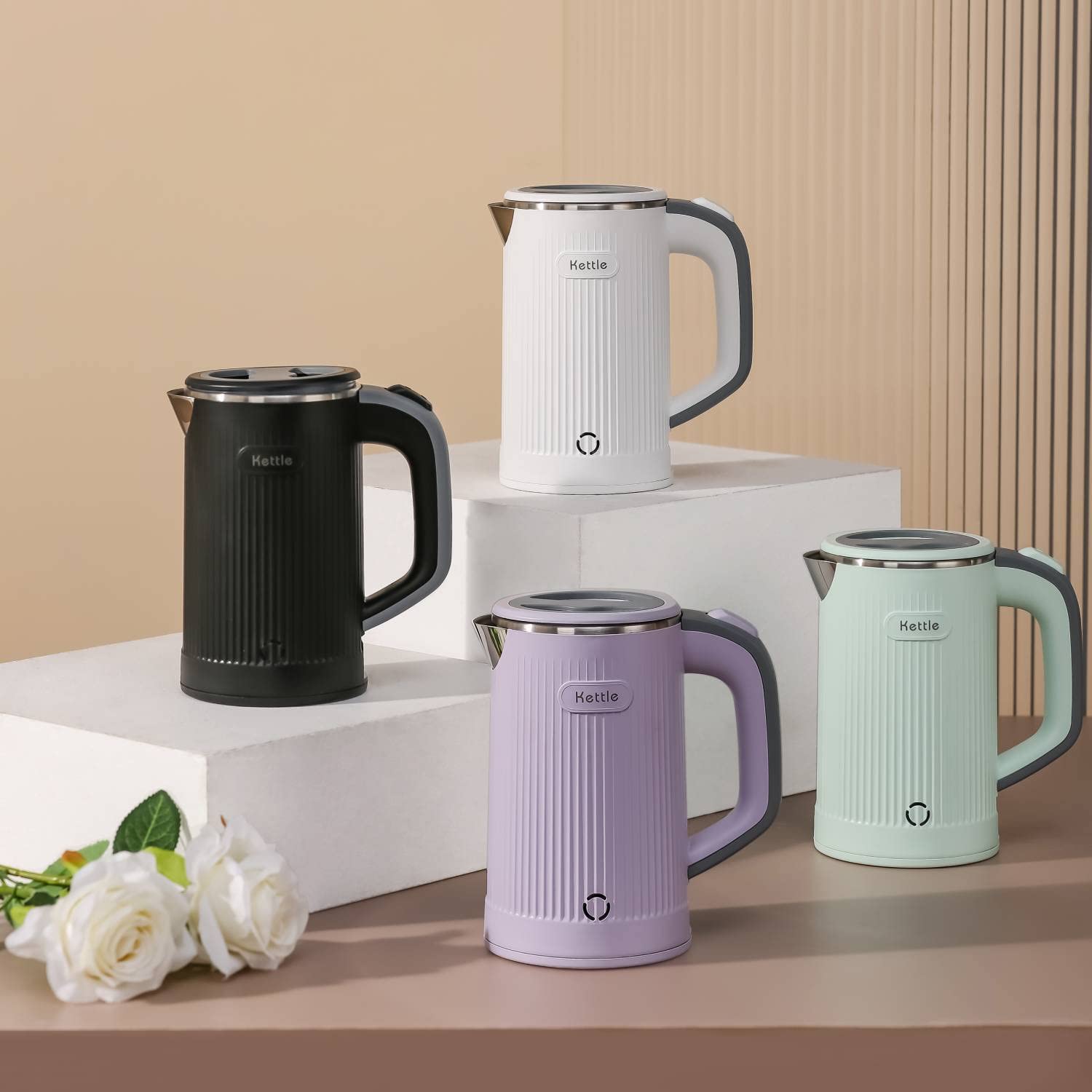 800ML Electric Kettle with Stainless Steel 110V Small Electric for Office,Hotel,Travelling for 1-2 Person Light Weight for Easy Take