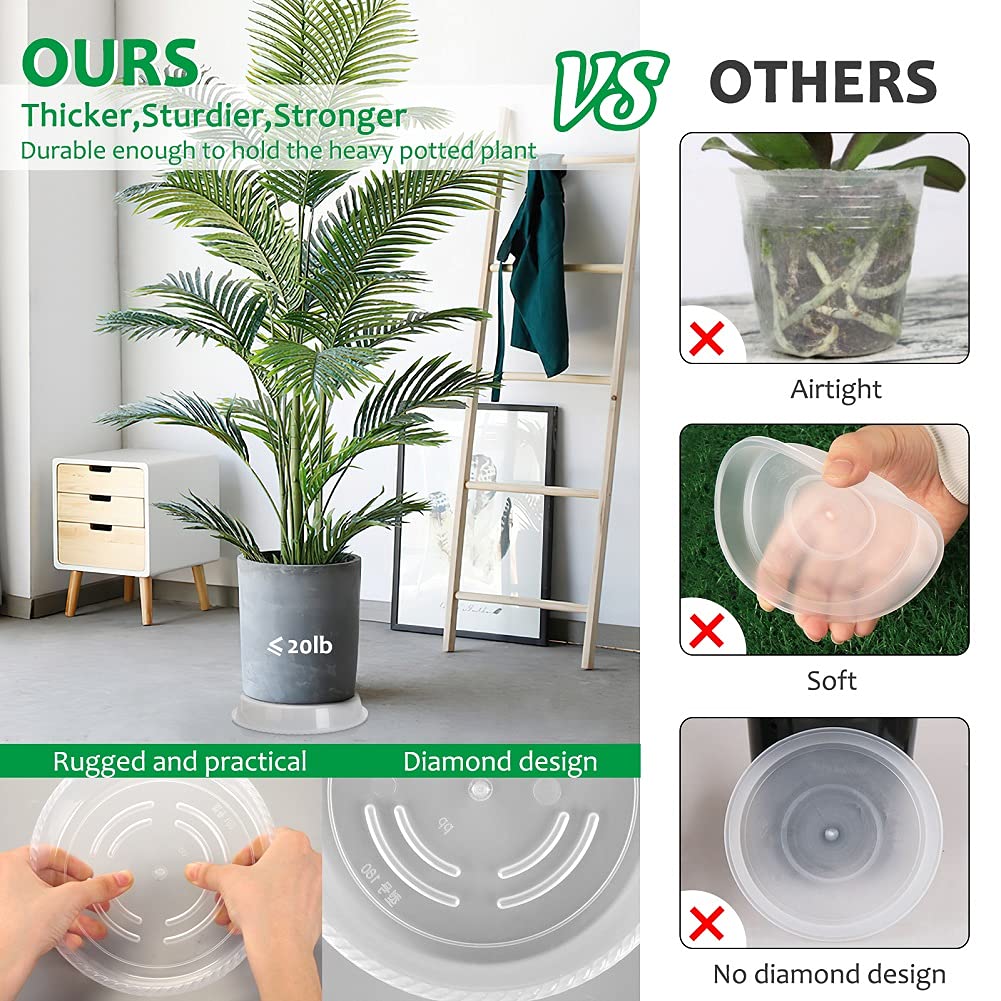 9 Pack of 5''& 7''& 9'' Clear Plant Saucer Drip Trays, Plant Tray for Pots & Plastic Plant Saucer,Made of Thicker & Stronger Plastic with Large Capacity Design (5 Inch x3+7 Inch x 3+9 Inch x 3)