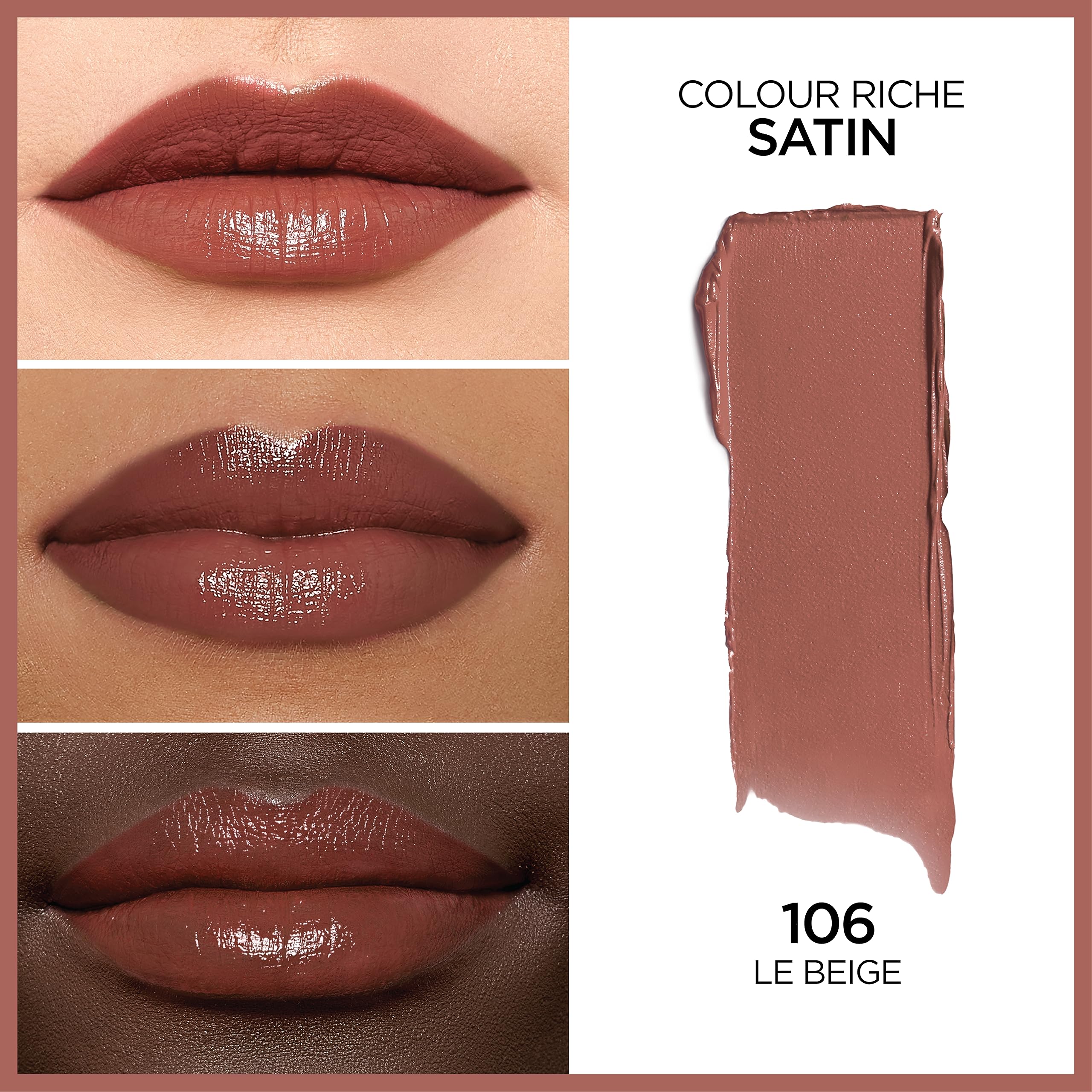 L’Oréal Paris Colour Riche Original Creamy, Hydrating Satin Lipstick with Argan Oil and Vitamin E, Le Beige , 1 Count