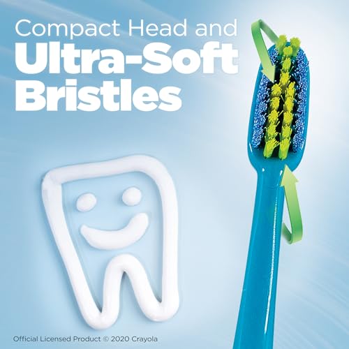 GUM Crayola Twistables Toothbrush for Kids , Soft Bristles Children & Toddler Toothbrush with Holder , For Ages 3+, 1ct (4pk)
