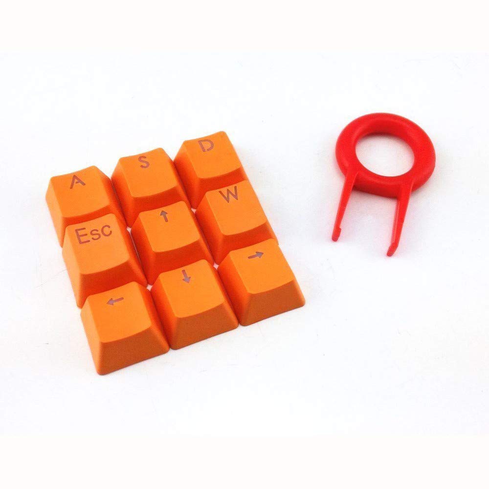 9 Keys PBT Backlit Keycaps, Replacement Key Cap Cover with Key Cap Puller, Orange Backlit Keycaps for Mechanical Gaming Keyboard (Only Sell Keycaps)