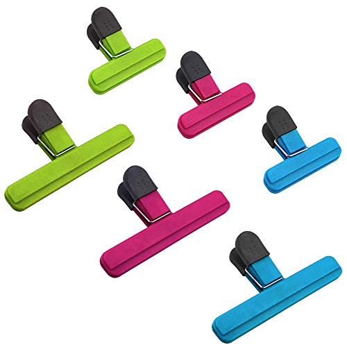 Pack of 6, Chip Bag Clips, findTop Heavy Duty Food Clips (3 Large & 3 Small Size) Assorted Colors for Coffee and Food Bags