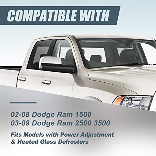 Pair Chrome Power Heated Glass Flip Up Rear View Side Towing Mirrors Compatible with Dodge Ram 1500 2500 3500 02-08