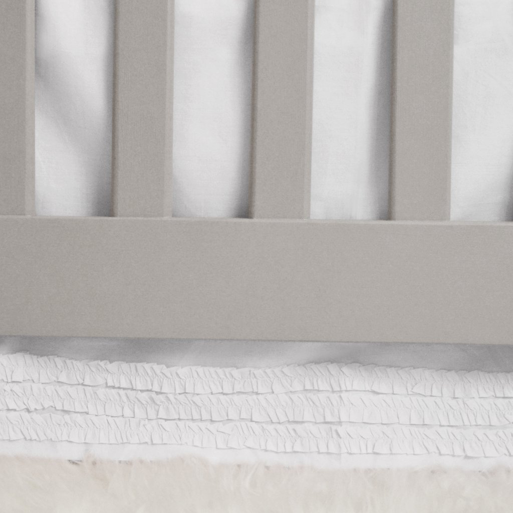 Hello Spud - Crib Skirt Petite Ruffle White - Cotton - 15 Inch Drop