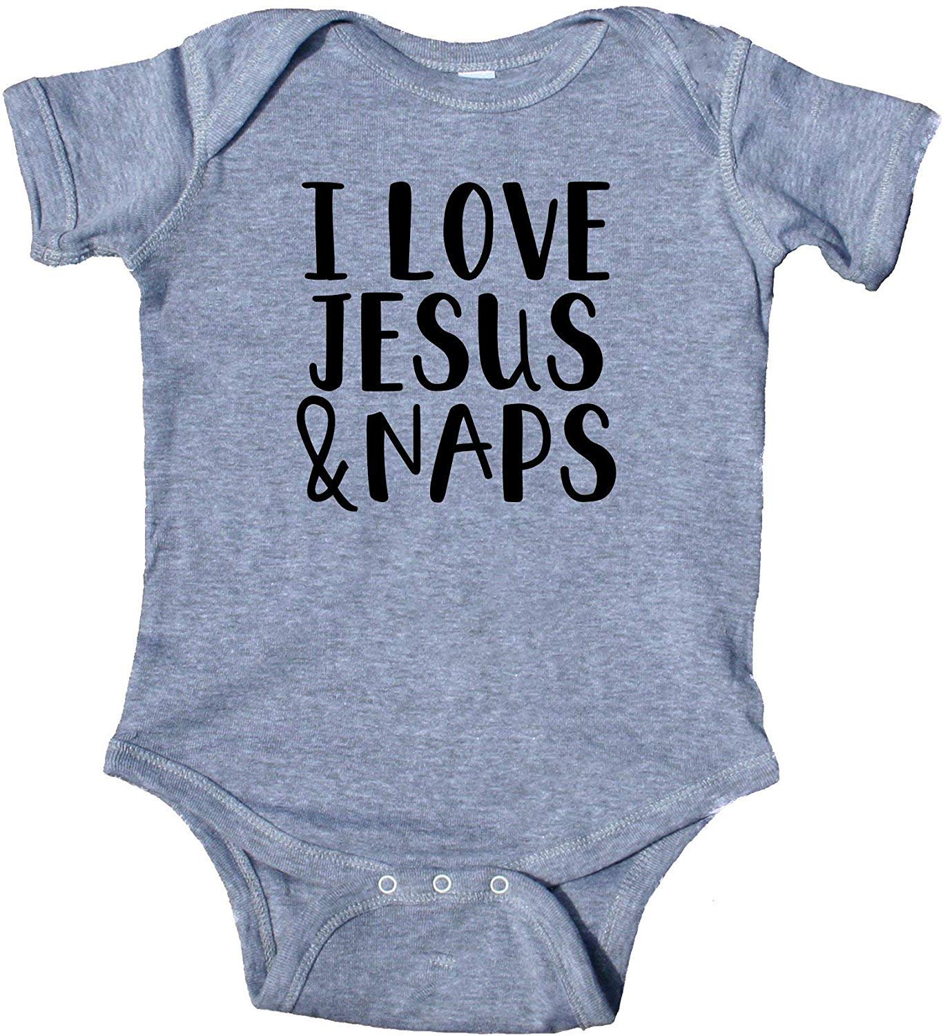 I Love Jesus & Naps Baby Christian Clothes Bodysuit Infant Toddler Baby Clothes Creeper Gray