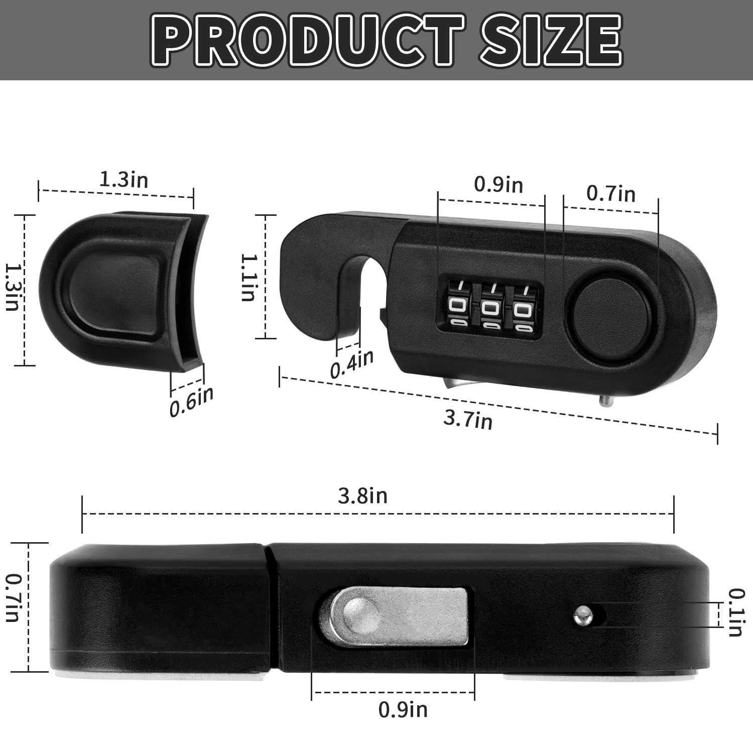 4 Pack Cabinet Locks Baby Proofing Fridge Lock Child Proof Refrigerator Lock Combination Freezer Door Lock for Knob Toddlers Kids Safety Latches, No Tools or Drilling Need - Black