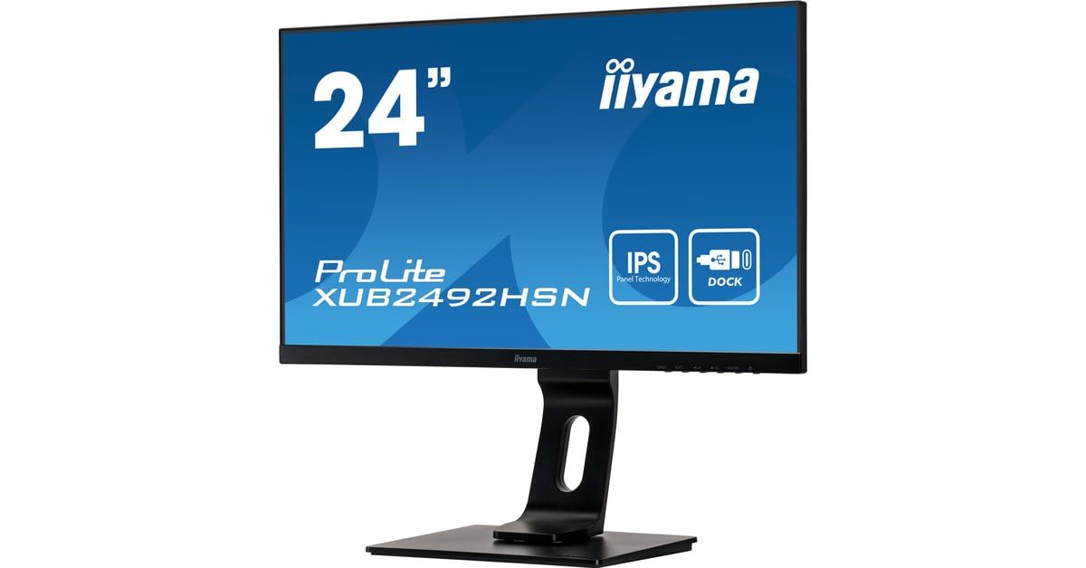 iiyama XUB2492HSN-B1 24" IPS LCD USB-C 65W Charging, 4ms, Full HD 1920x1080, RJ45, 1x HDMI,1 x DisplayPort In, 1 x DisplayPort Out,1 x VGA, 2 x USB, 2 x 2W Speakers, Height Adjustable Stand