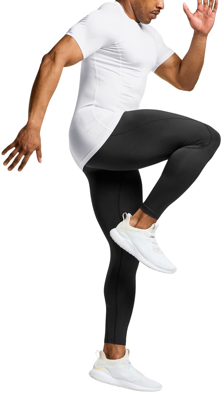 ATHLIO Men's Cool Dry Short Sleeve Compression Shirts, Sports Baselayer T-Shirts Tops, Athletic Workout Shirt, 3pack Tops White/White/White, Large