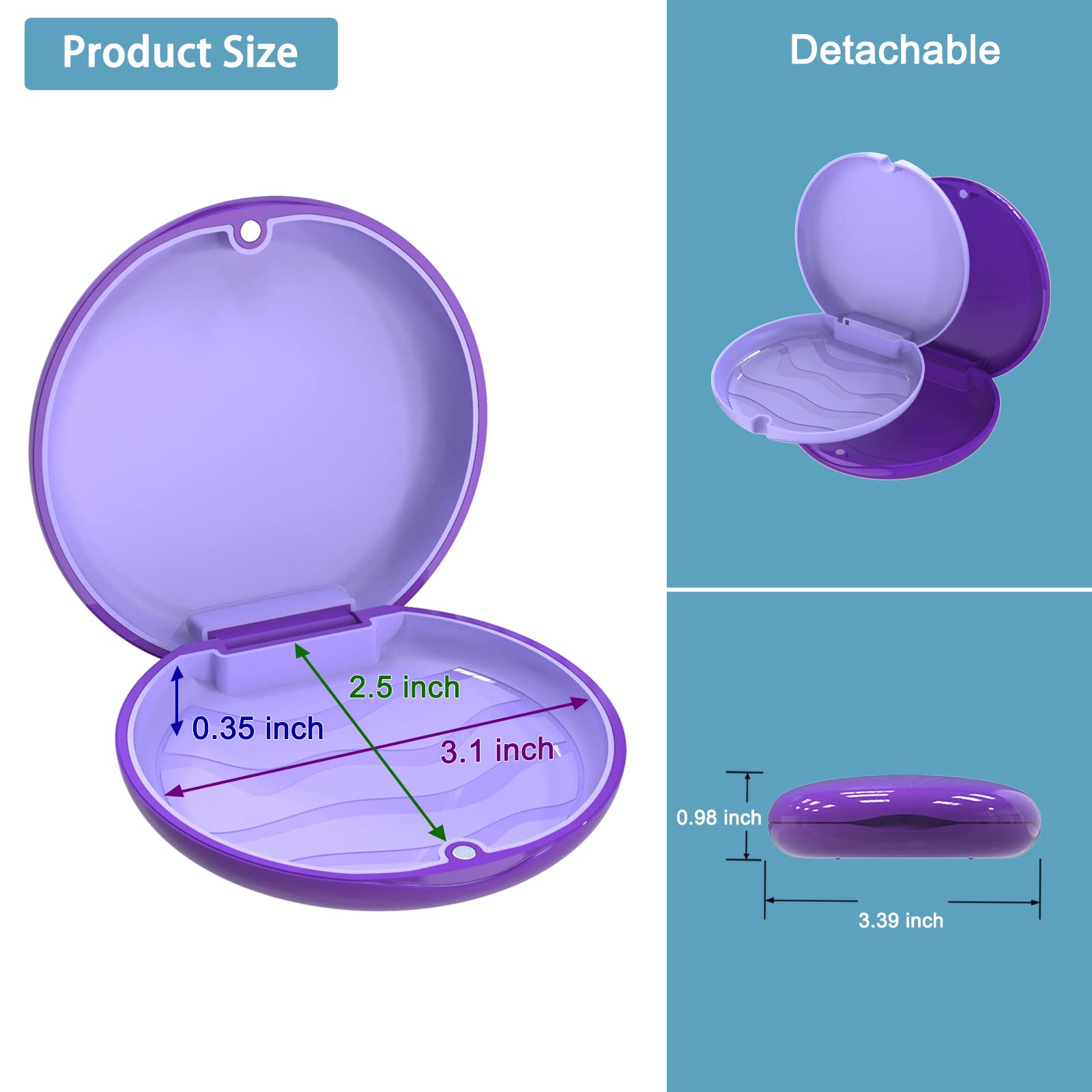 Aligner Case with Magnetic Closure and Textured Liner, Solid Orthodontic Retainer Case with 2Pcs Aligner Removal Tools, for Invisalign, Aligner, Night Guard (Purple + Pink)