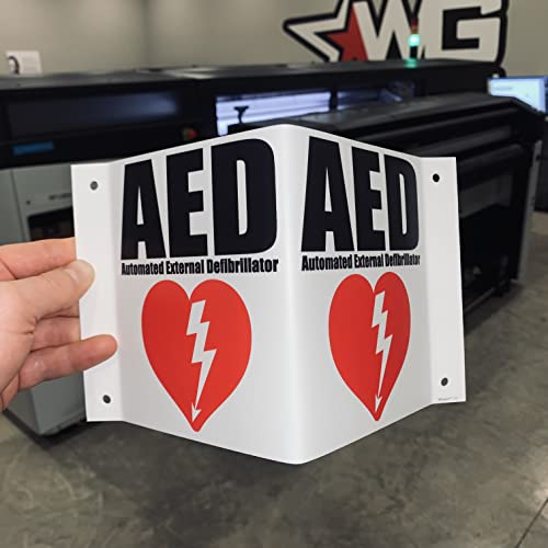 AED Sign 3D Projecting Location Inside AED Signs For Workplace or Wall
