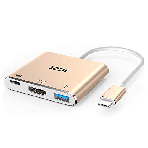 ICZI 3 in 1 USB C Hub 4K HDMI Adapter with 100W Type C Power Delivery, 5Gbps USB 3.0 Compatible MacBook Air/Pro, ChromeBook, More, Multiport Charging & Connecting Adapter