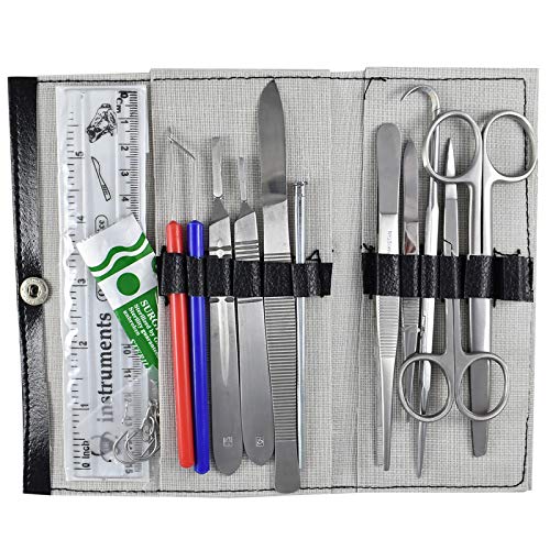 Comprehensive Dissecting kit for Biology, Anatomy and Veterinary Students, 15 PCs in Leatherette Case, Ideal for in-Lab and Home Schooling Dissection Learning