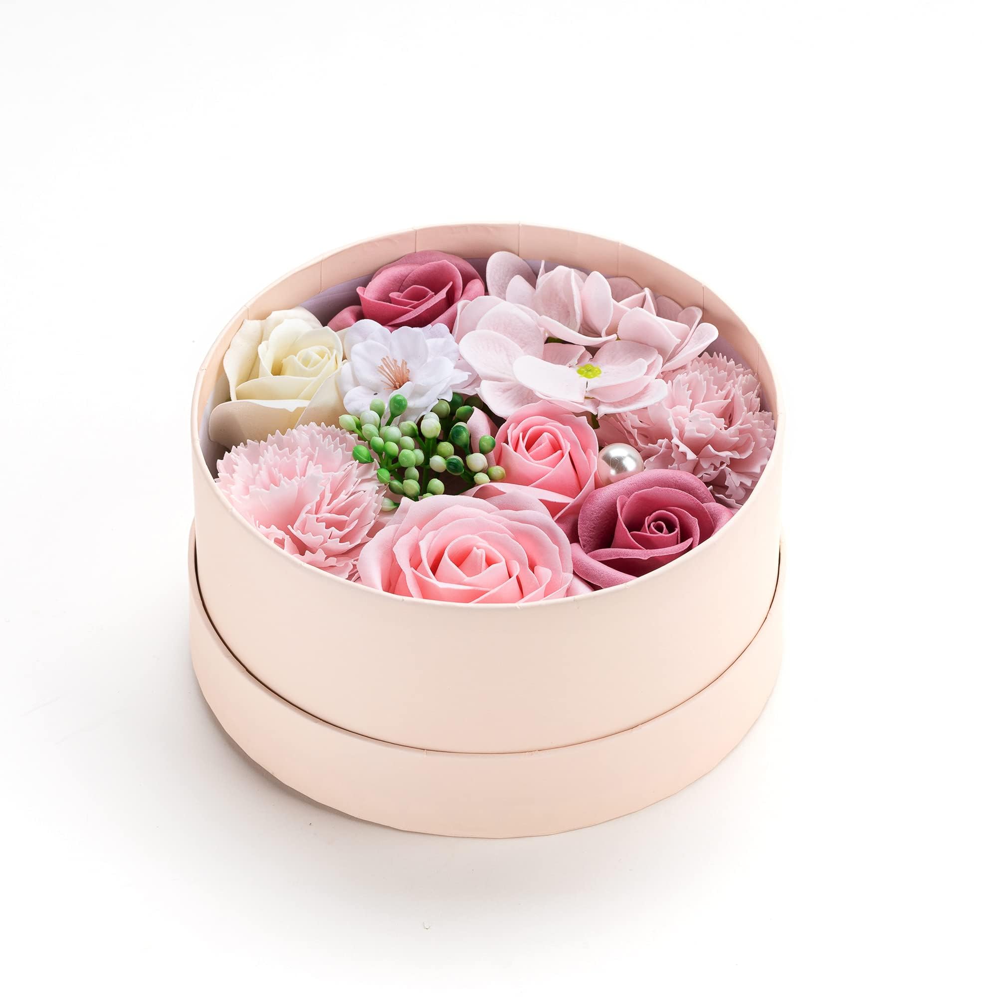 Luxury Beautiful Flora Scented Roses/Carnation Flower Bath Soap with Stem, Flower Soap in Gift Box, Gift for Birthday/Valentine's Day/Mother's Day (Pink)