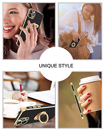 BENTOBEN iPhone 13 Pro Case, iPhone 13 Pro Phone Case, Slim Fit 360° Ring Holder Kickstand Magnetic Car Mount Supported Protective Non-Slip Girls Boys Women Men Case Cover for iPhone 13 Pro 6.1, Black
