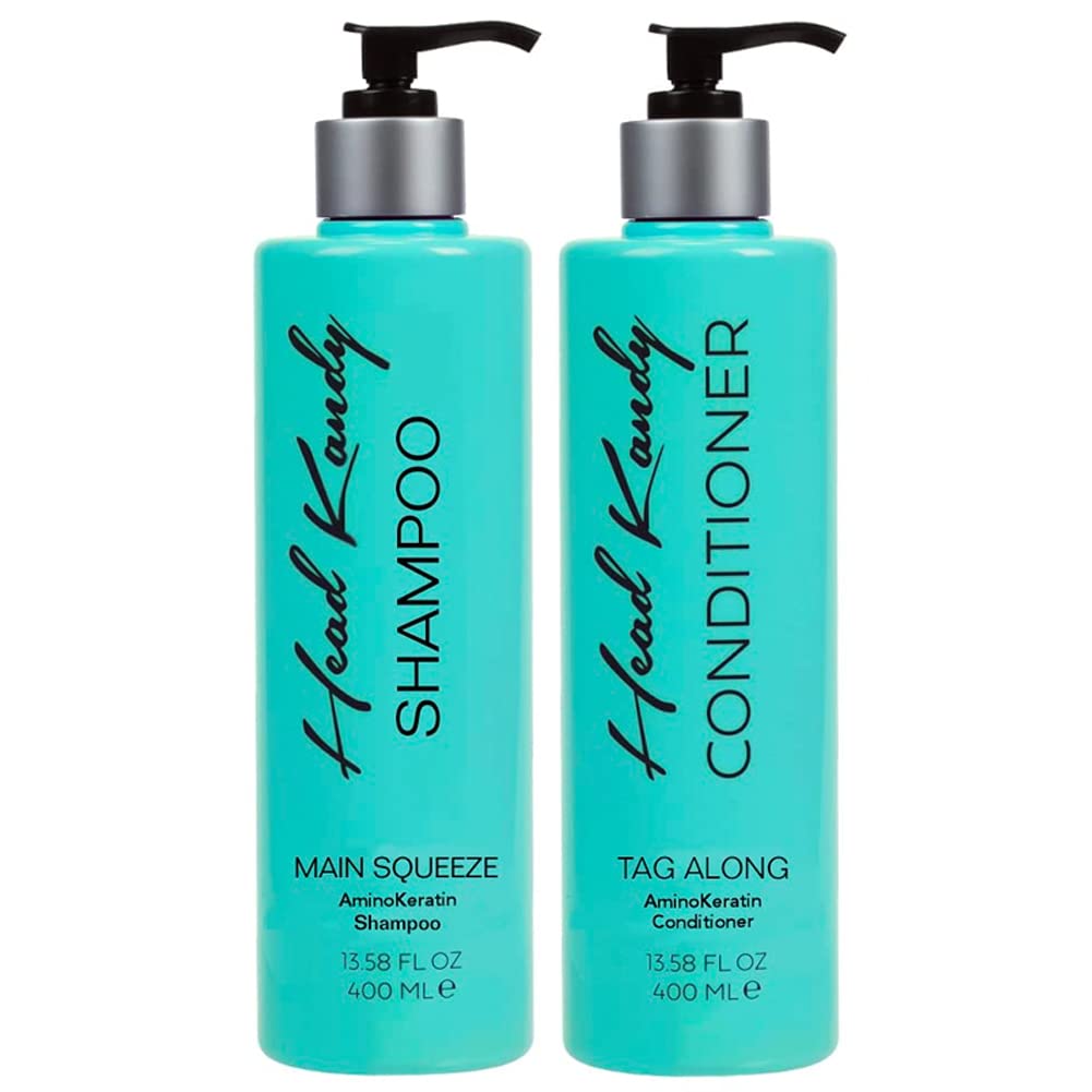 Head Kandy Sqaud Goals Amino Keratin Shampoo & Conditioner Bundle | The Besties | For Colored Hair | Salon Quality, For Dry, Damaged Hair & Growth