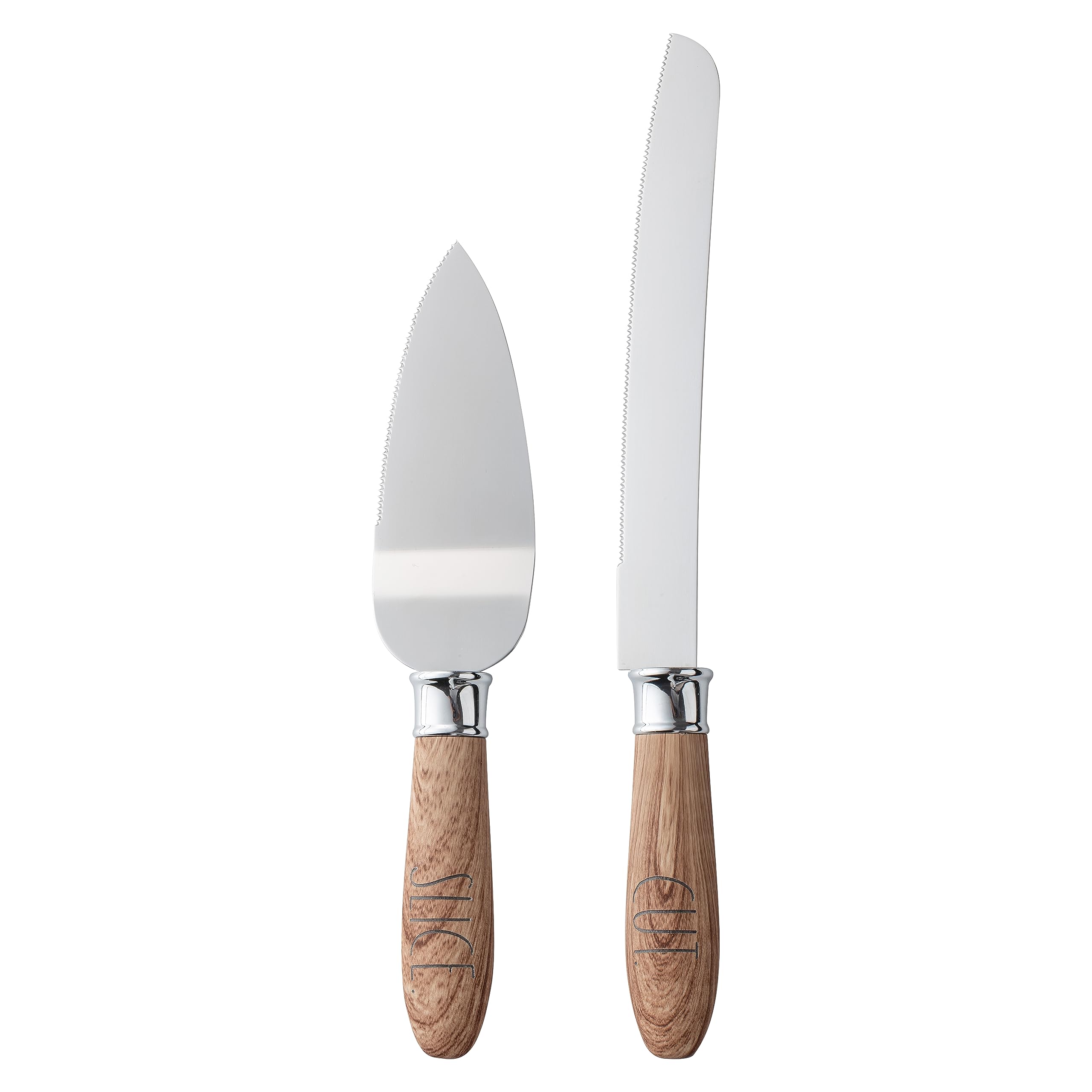 Rae Dunn Pie and Cake Cutting Set for Wedding - Cake Knife and Server Set with Thickened Stainless Steel and Rounded Edges, Cake Cutter and Pie Spatula for Birthday Anniversary Christmas Set of 2