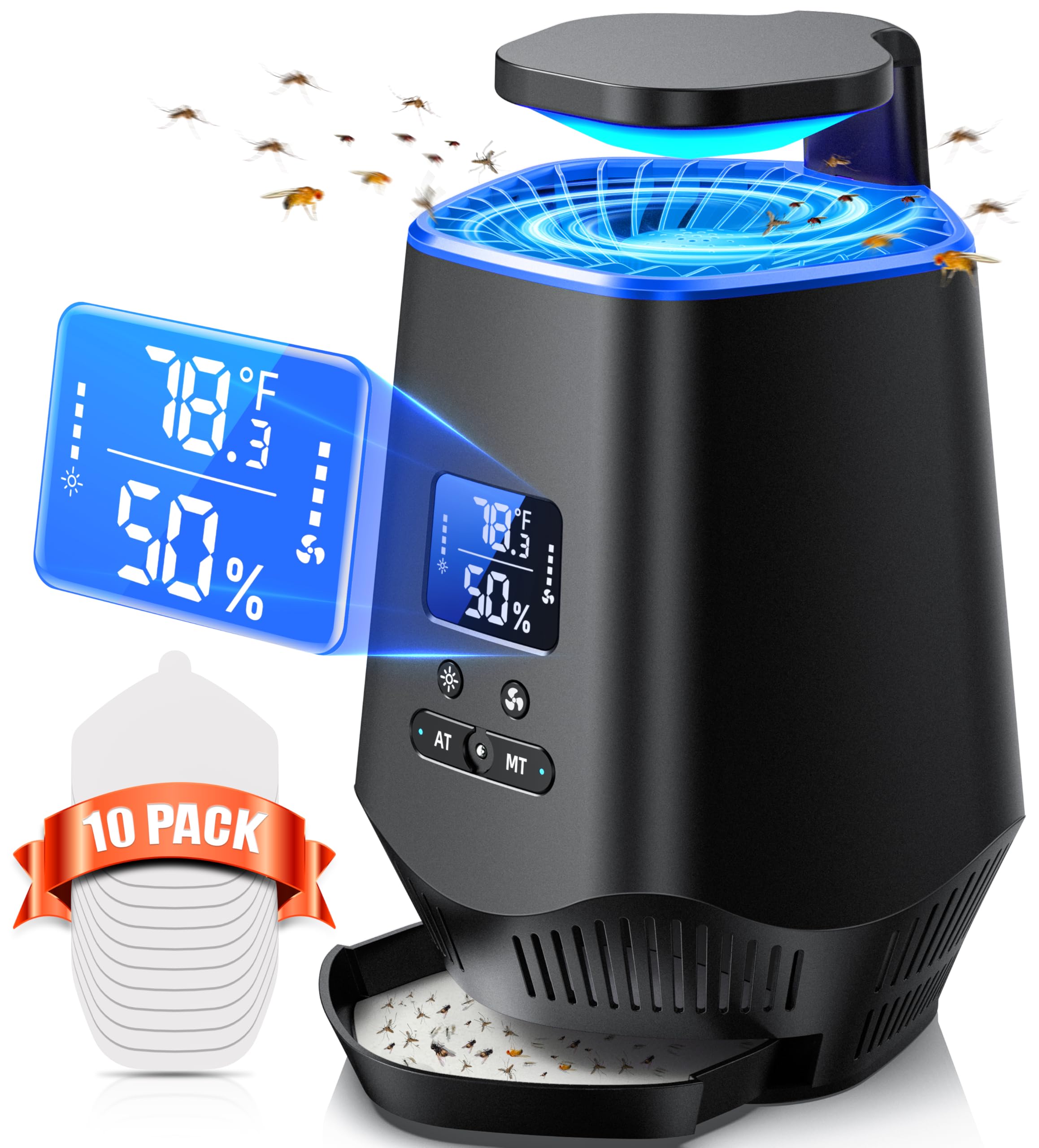 Fruit Fly Traps for Indoors,Fooxem Smart Fruit Fly Trap for Home, Gnat Traps for House Indoor Bug Zapper Flying Insect Trap for Plants Moths Mosquitoes with 10 PCS Refill