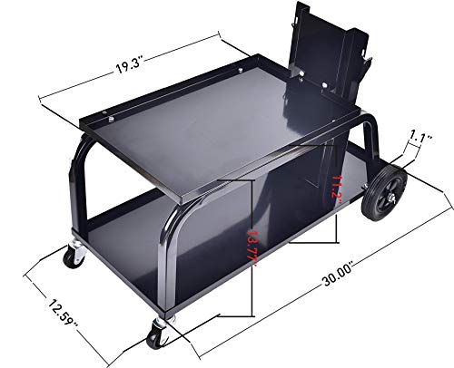 Aain AW6 MIG Welding Cart,Universal 2 Tier Rolling Welder Cart With Wheels for TIG MIG Welder and Plasma Cutter, Black