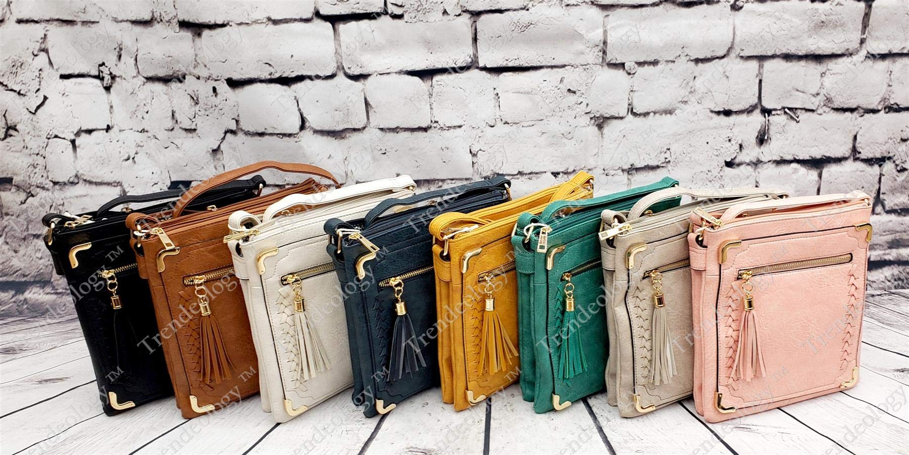 Boho Tassel Braid Detail Large Roomy Vegan Leather Multi Compartment Crossbody Shoulder Bag Messenger
