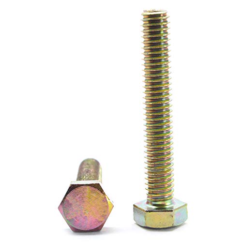 5/16-18 x 4 Coarse Thread Grade 8 Hex Tap (Full Thread) Bolt Alloy Steel Yellow Zinc Plated Pk 10