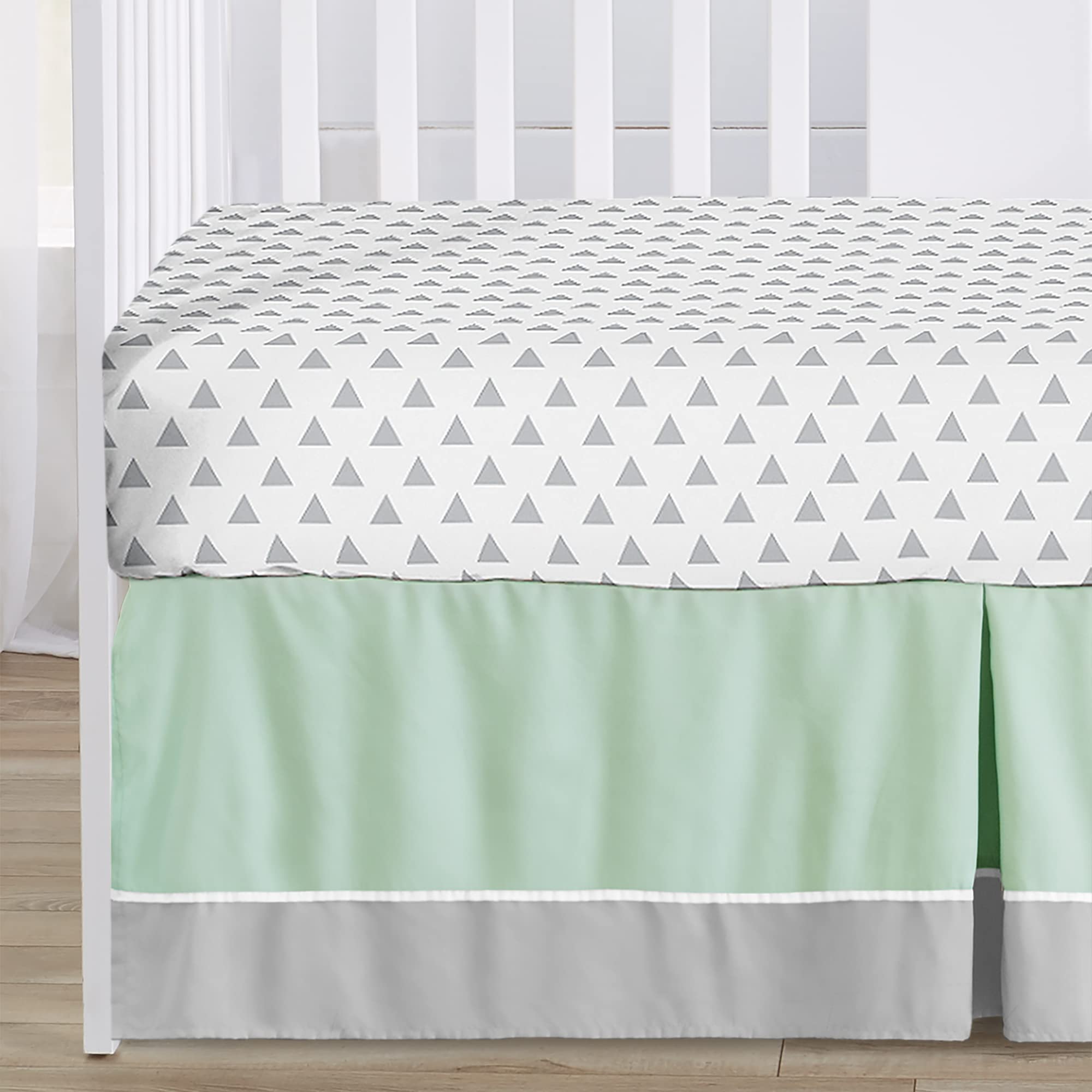 Grey, Coral and Mint Woodland Arrow 4 Piece Girls Crib Bed Bedding Set