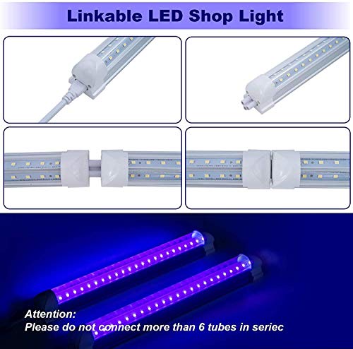 4 Pack LED UV Black Light Bar 1FT 10W T8 Integrated V Shaped, Blacklight Fixture for Blacklight Poster and Party, Fun Atmosphere Led Stage with Built-in ON/Off Switch(1ft 10w, 4 Pack)