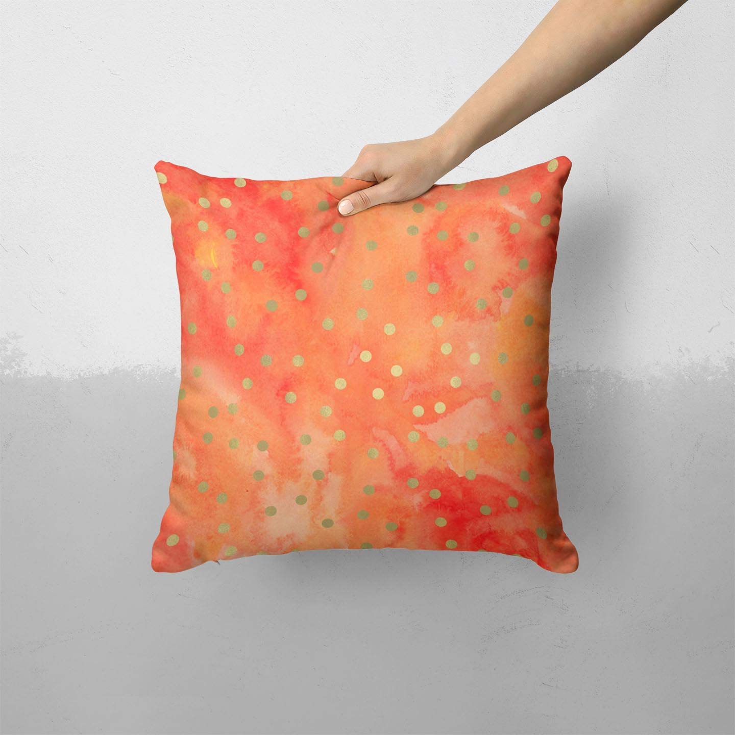 iiRov Green Polka Dots Over Water Colored Fire - Custom Decorative Home Decor Indoor or Outdoor Throw Pillow Cover for Sofa, Bed or Couch Cushion (Pillow CASE Cover ONLY)