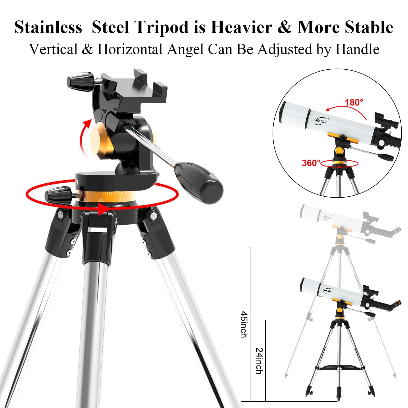 90mm Aperture Telescope for Adults High Powered, 600mm Refracting Multi-Coated Telescope for Adults Astronomy & Kids & Beginners (24X-300X) with Tripod,Carrying Case,Barlow,Phone Adapter