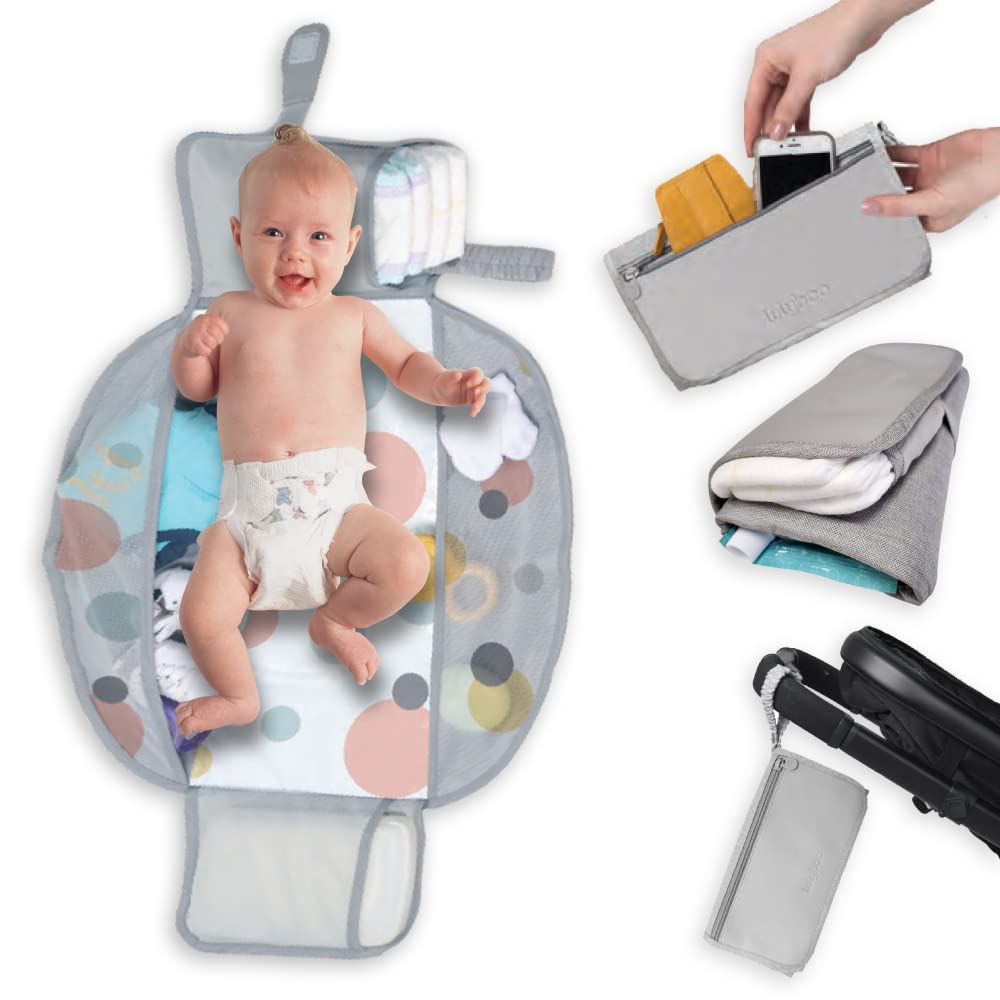 Lulyboo Portable Diaper Changing Pad - Diaper Changer Travel Bag & Baby Changing Pad, Foldable Baby Changing Mat, Portable Changing Pad for Baby Gift - Changing Station, Baby Registry Search - Bubble