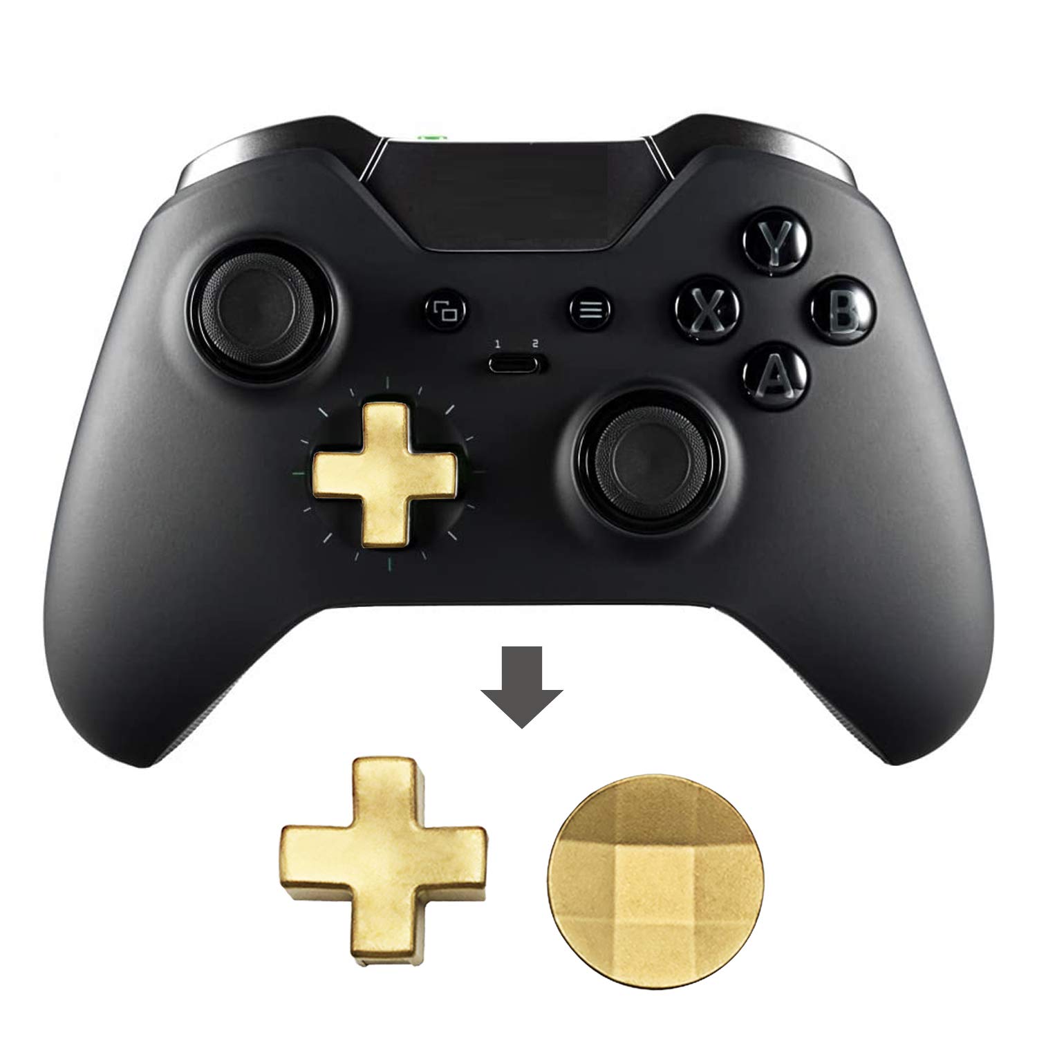 6 Swap Thumbsticks Joysticks, 4 Interchangeable Paddles and 2 Dpads for Xbox One Elite Controller Series 2 (Gold)