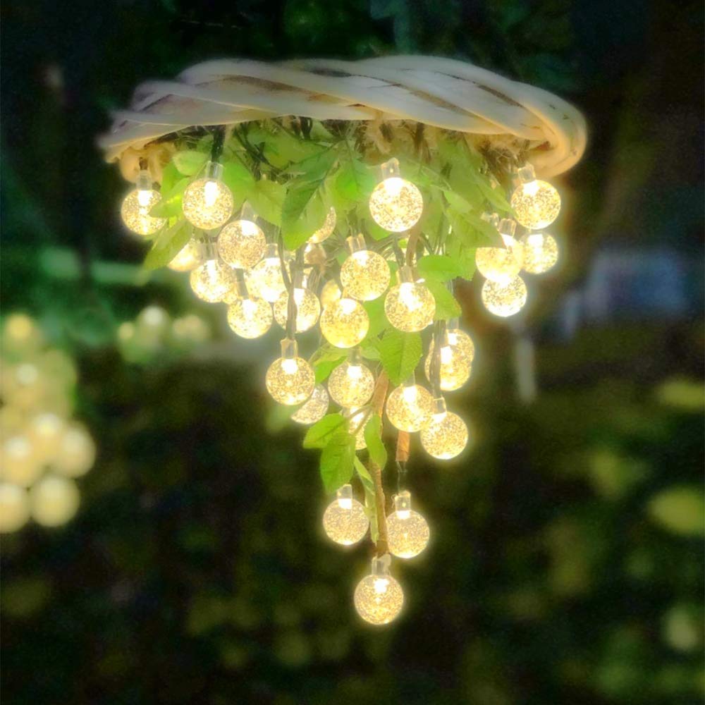 ALOVECO Solar String Lights Outdoor, 25ft 40 LED Crystal Ball Waterproof String Lights Solar Powered Fairy Lighting for Garden Home Landscape Holiday Decoration