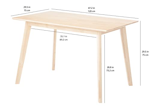 Amazon Basics FSC Certified Solid Wood Kitchen Rectangular Dining Table, Natural Wood, 29.5"D x 47.2"W x 29.5"H