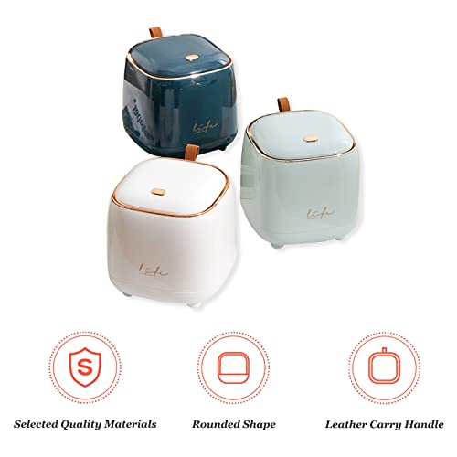 Aiabaleaft Mini Trash Can with 3 Rolls of Trash Bags, ABS Material Desktop Trash Can, 1.5 Liters Waste Can Applicable for Bathroom Vanity, Coffee Table, Offices, Waste Basket (White)