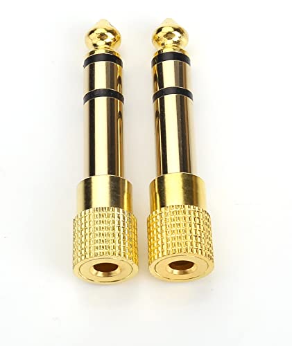 Devinal Professional 6.35mm 1/4 inch Plug to 3.5mm 1/8 inch Jack Gold Plated TRS AUX Stereo Audio Headphone Jack Adapter Converter Connector(2 Pack)