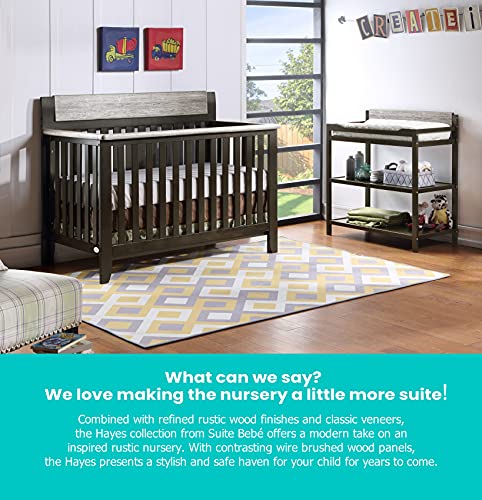 Suite Bebe Hayes 4 in 1 Convertible Crib, Coffee and Faux Barnwood - Quick Ship