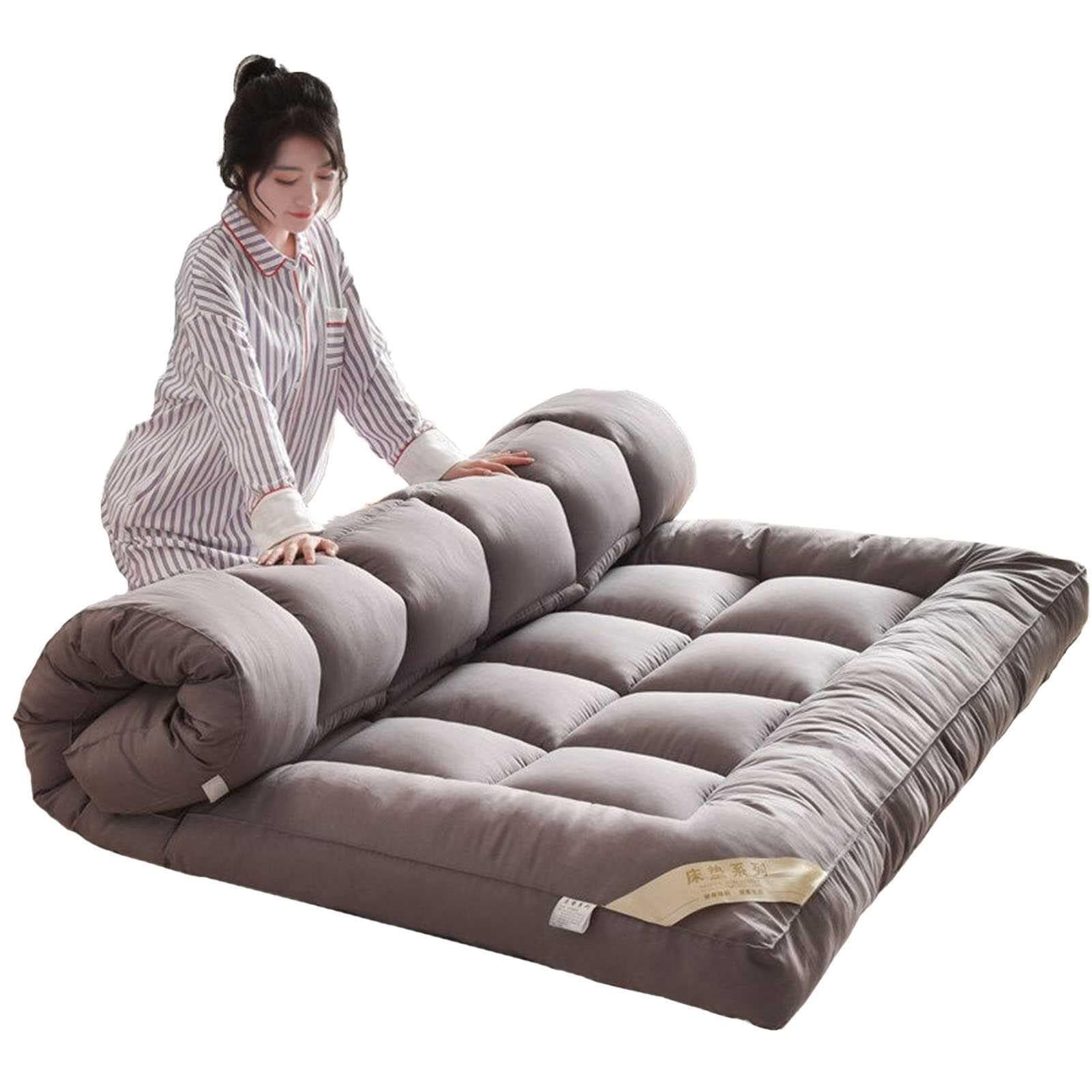 ALKANI Japanese Futon Mattress, Foldable Mattress, Roll Up Mattress Tatami Floor Mattresses, Portable Student Dormitory Mattress Pad (Color : Grey, Size : Full)