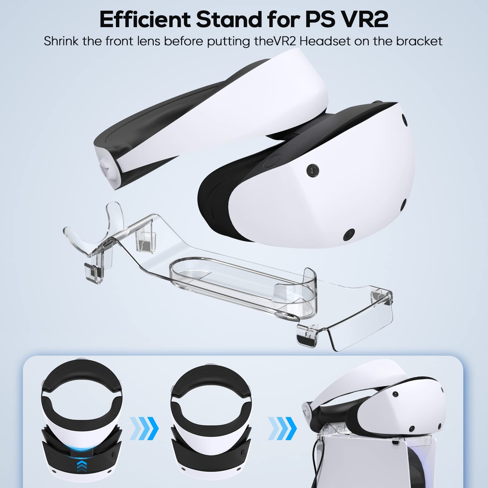 6 in 1 Charger Stand Kit on PS5 Console for PS VR2 Controller and Headset, 2-in-1 Charging Cable for Playstation 5/VR2 Controller, VR2 Headset Holder & Controller Charging Accessories for PSVR2