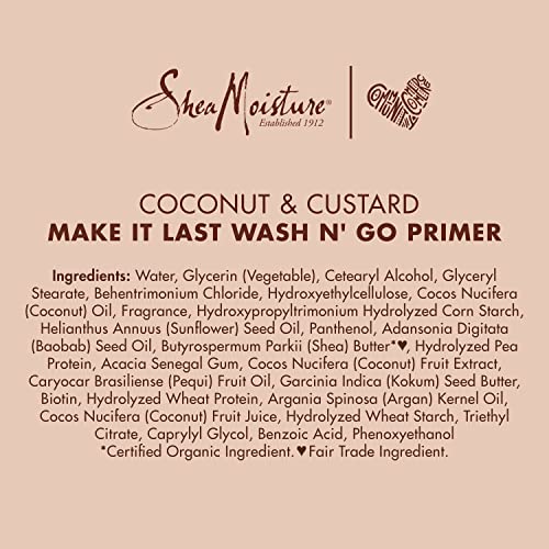 SheaMoisture Coconut Custard Curl Defining Cream - Make It Last Wash N' Go Primer, Enhancer & Detangler for Wavy & Curly Hair, Organic Shea Butter, 10.3 Oz