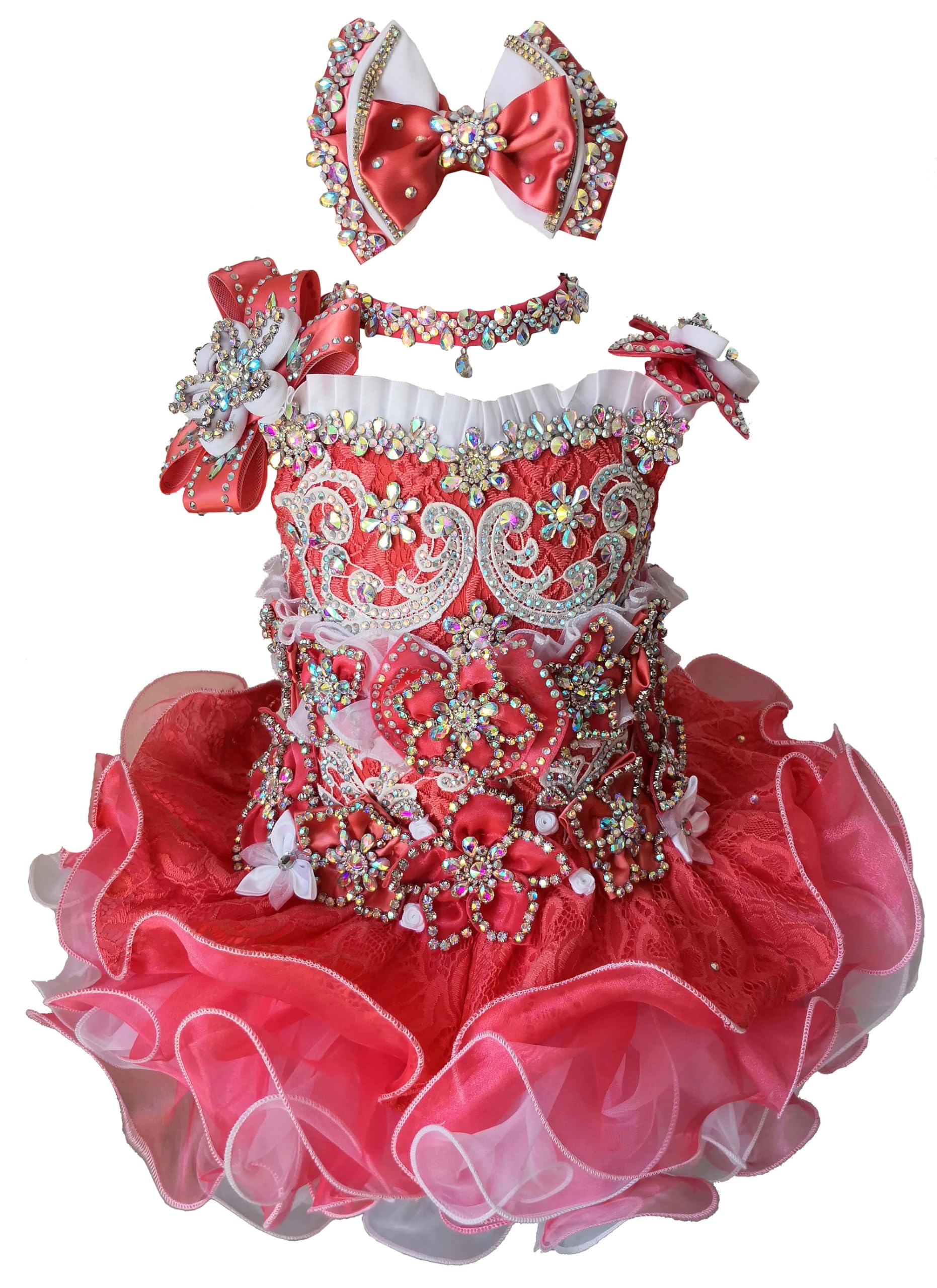 Jenniferwu G016 Infant Toddler Baby Newborn Little Girl's Pageant Party Birthday Dress Peach Size 18-24M