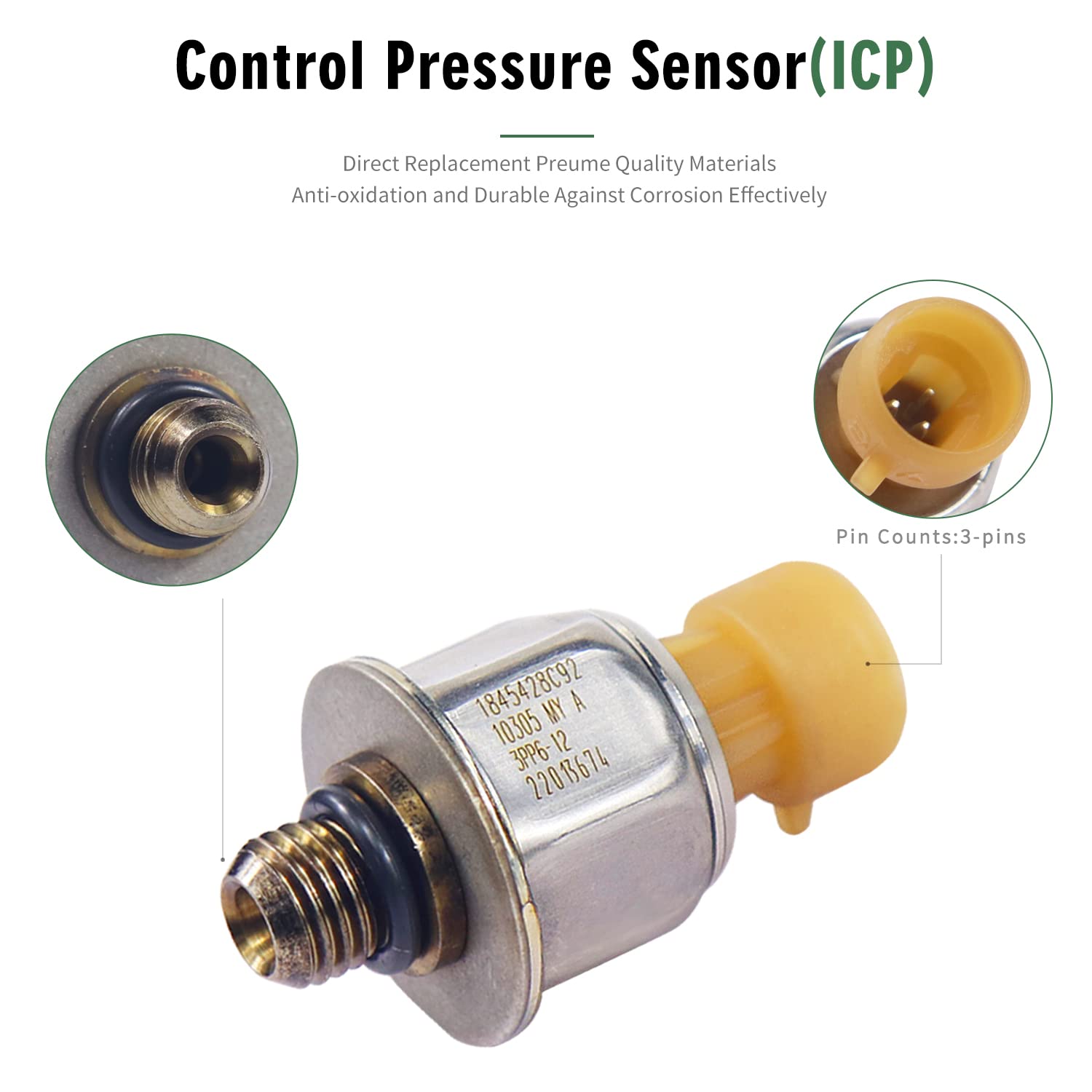 6.0 Powerstroke IPR Valve Fuel Injector Pressure Regulator & ICP Control Sensor Compatible with 2003-2010 Ford Super Duty F250 F350 F450 F550 E350 E450 Excursion 6.0L Diesel, Replace# 5C3Z9C968CA