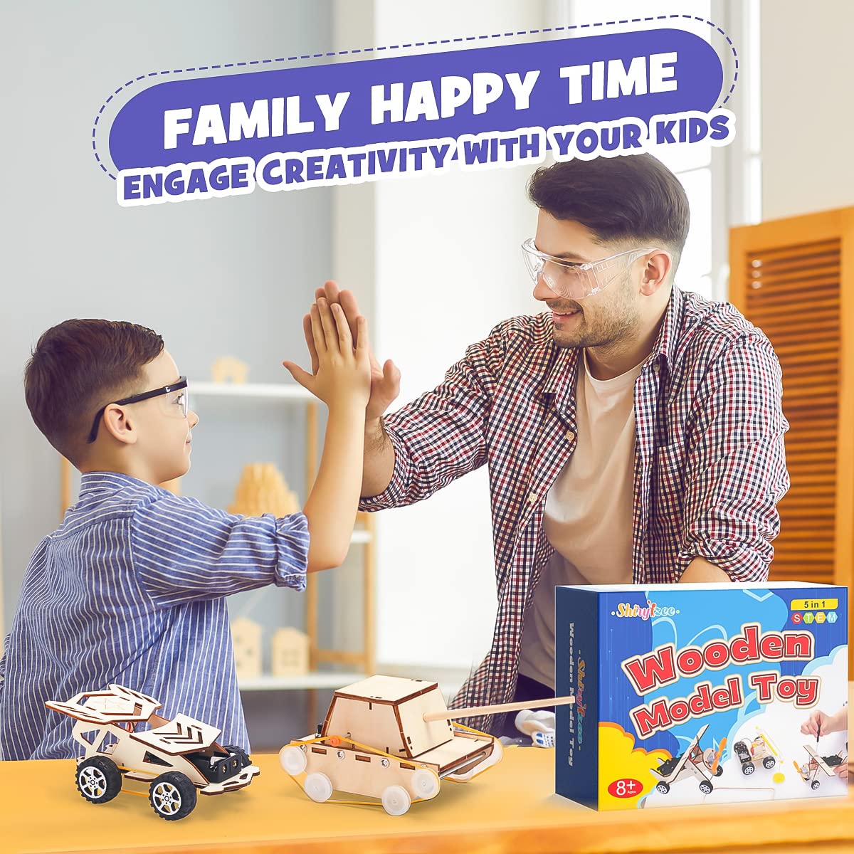 5 Set Science Kits for Kids, STEM Projects Gifts for Boys Girls, DIY Wooden Building Science Engineering Educational STEM Toys for Ages 6+