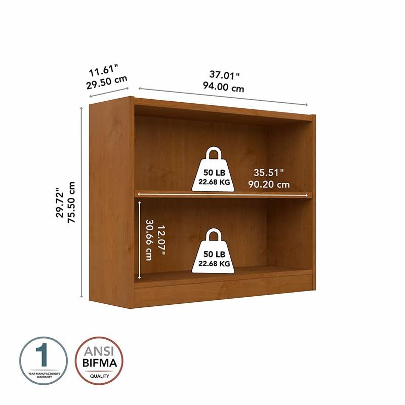 Bush Furniture Universal Small 2 Shelf Bookcase in Natural Cherry