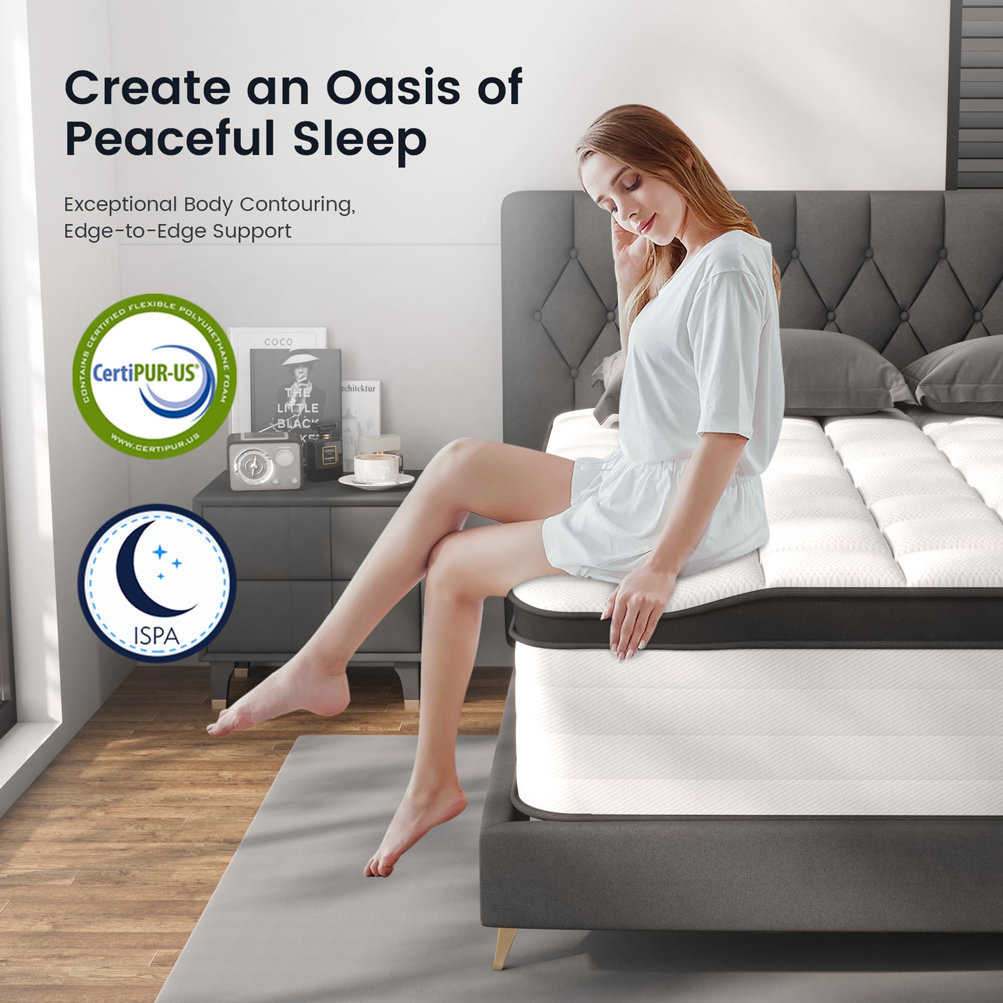 LETMOON Full Size Mattress, 12 Inch Hybrid Full Mattress, Medium Firm Mattress with Memory Foam and Pocket Springs, 3 Coils Strong Edge Support, Pressure Relief, Bed in Box
