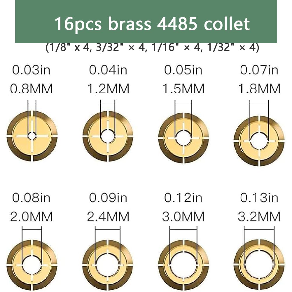 Drill Chuck Collet Set for Dremel Accessories for Dremel Drill Bits, with Quick Change Adapter and Rotary Drill Nut Tool – 1/32" to 1/8" Shank Size Replacement Kit (Set 1)