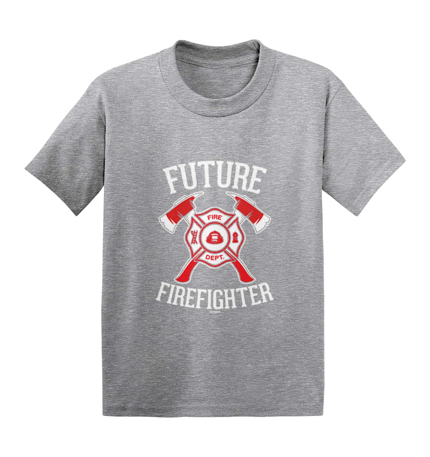 Haase Unlimited Future Firefighter - Firetruck Brave Infant/Toddler Cotton Jersey T-Shirt (Light Gray, 5T)